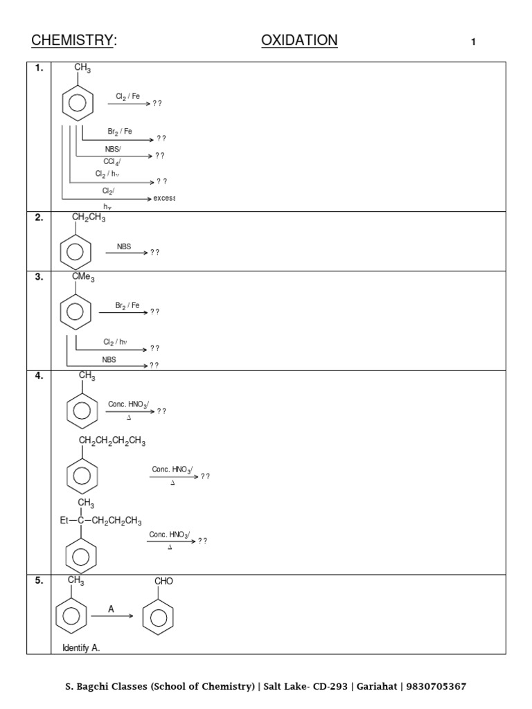 Oxidation Questions | PDF | Physical Sciences | Chemistry