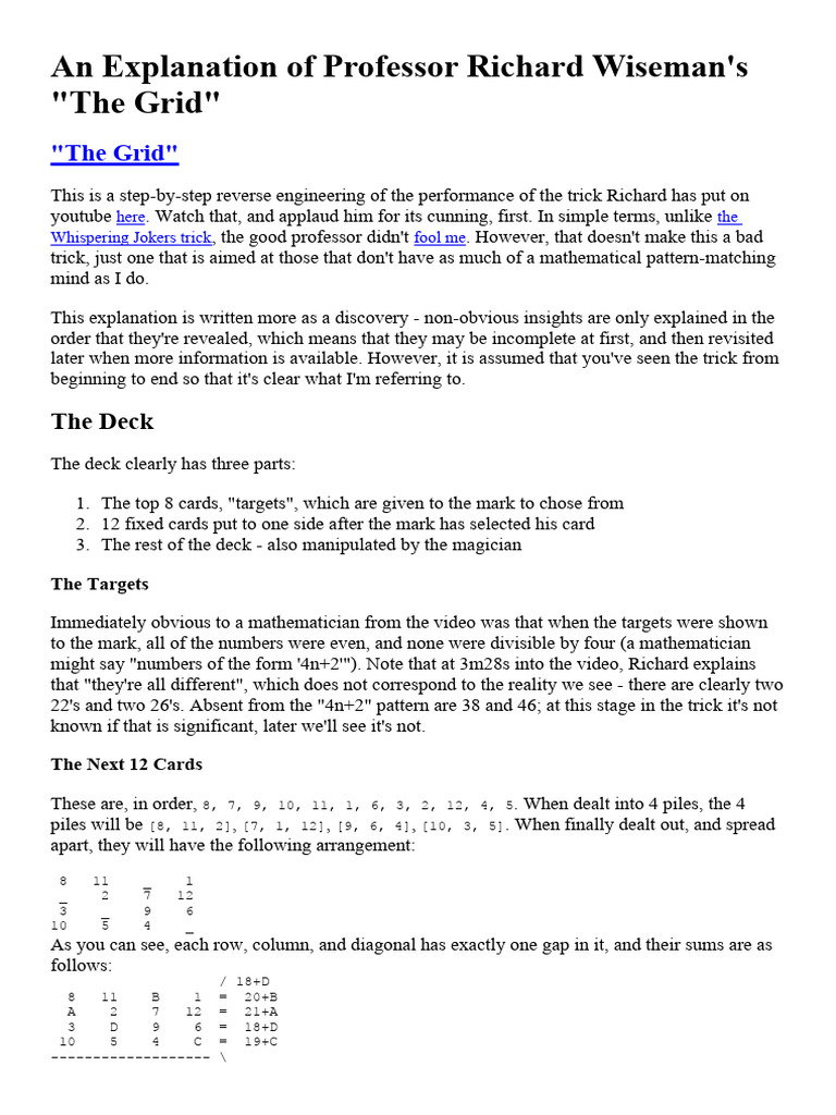 An Explanation of Professor Richard Wiseman | PDF