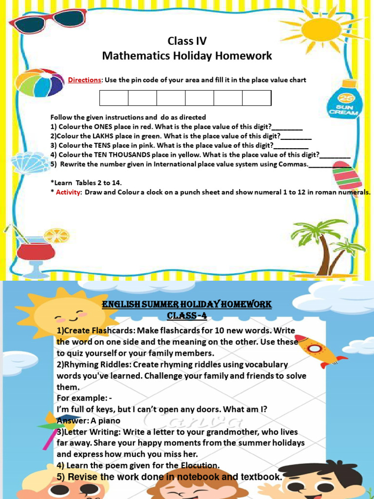 Holiday Homework Class 4 | PDF | Computing | Computer Architecture