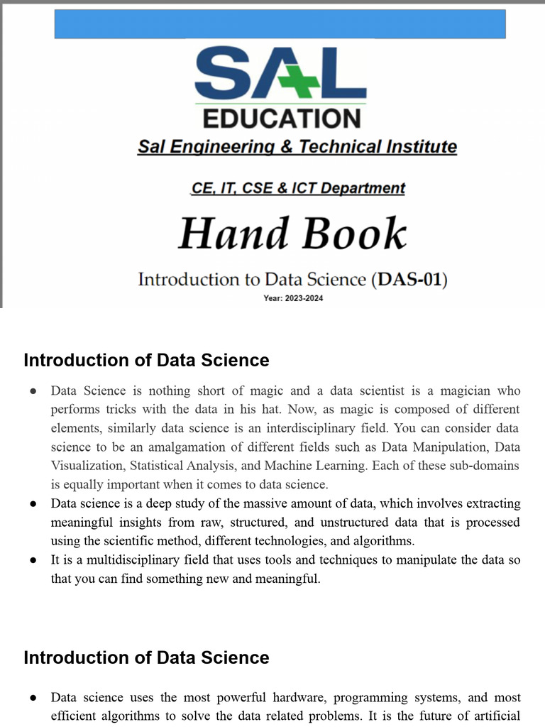 Handbook Introduction of Data Science AY 23-24 | PDF | Predictive ...