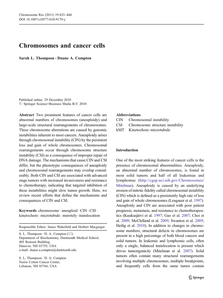 Chro Ncan | PDF | Carcinogenesis | Mitosis