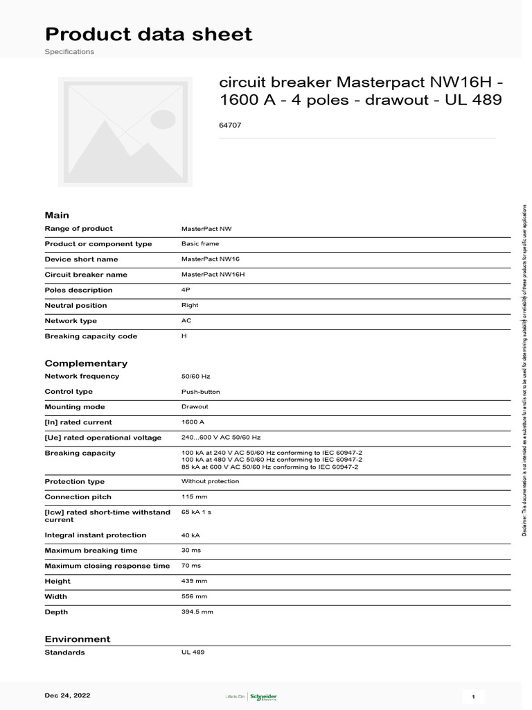 MasterPact - UL 489 Listed - 64707 | PDF