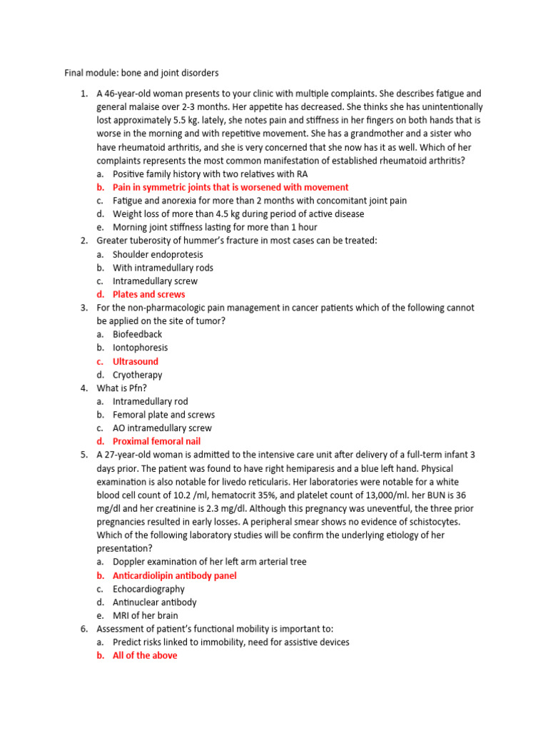 Final Module Bones and Joints | PDF | Rheumatoid Arthritis | Arthritis