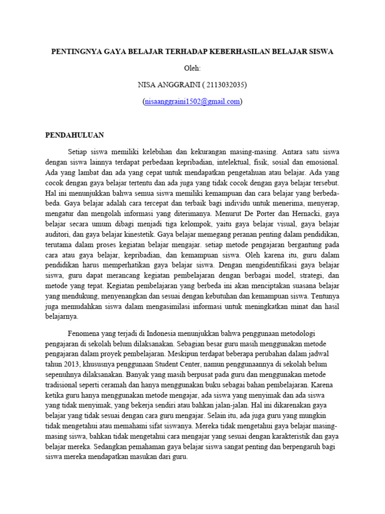 Nisa Anggraini Essay Pengajaran Remedial PPKN | PDF