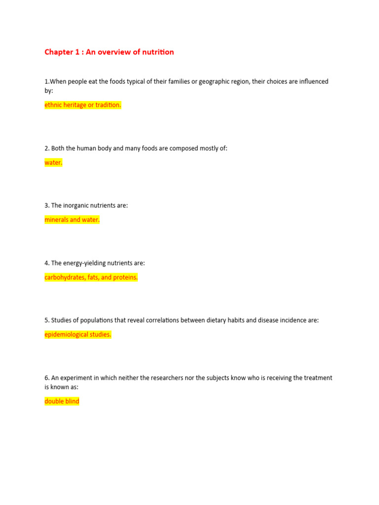 Nutrition Questions (Midterm + Final) | PDF | Vitamin | Nutrients