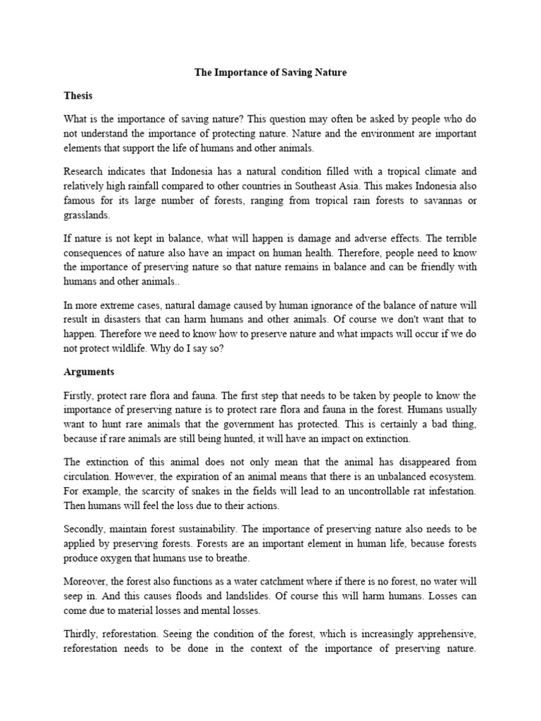 The Importance of Saving Nature (Analytical Exposition Text) | PDF ...