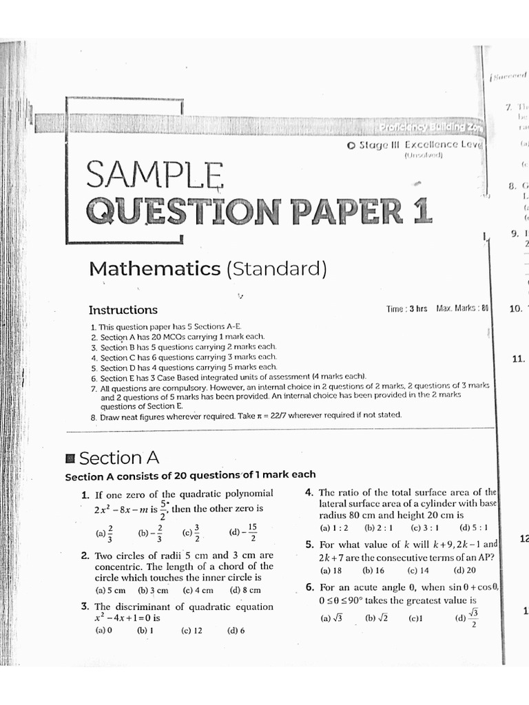 Sample Paper 1 | PDF