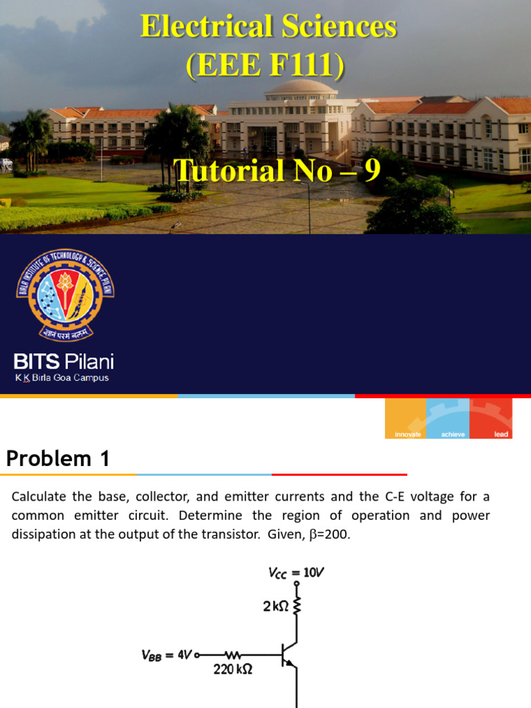 Tutorial 9 | PDF | Transistor | Amplifier