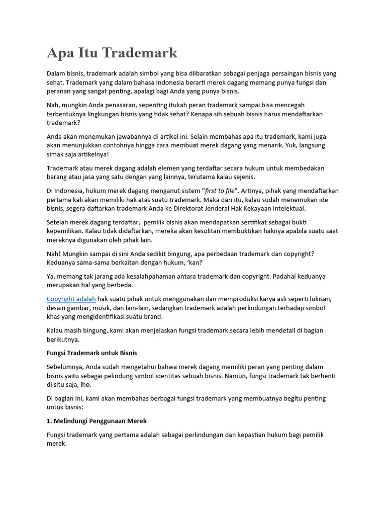 Apa Itu Trademark | PDF