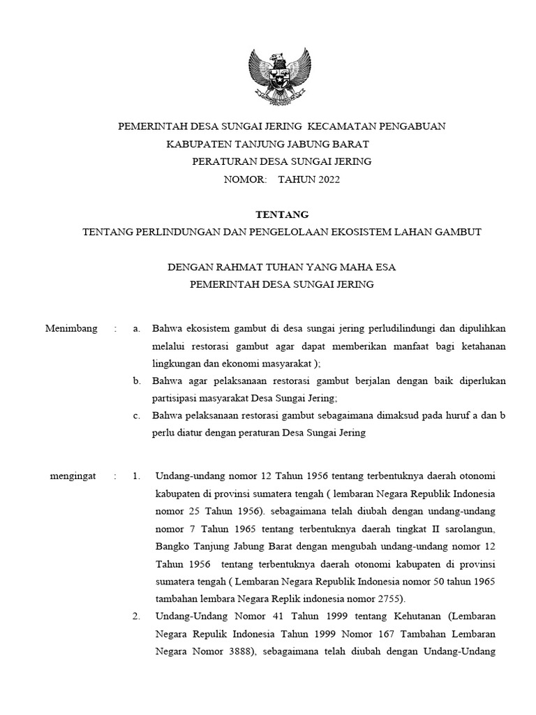 Perdes BRGM Desa Sungai Jering | PDF