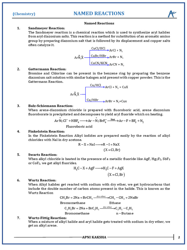 Name Reactions of Organic Chemistry | PDF | Amine | Aldehyde
