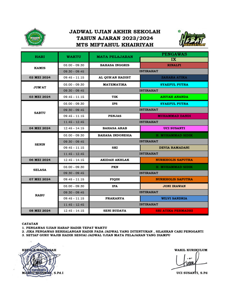 Jadwal Uas 2024 | PDF