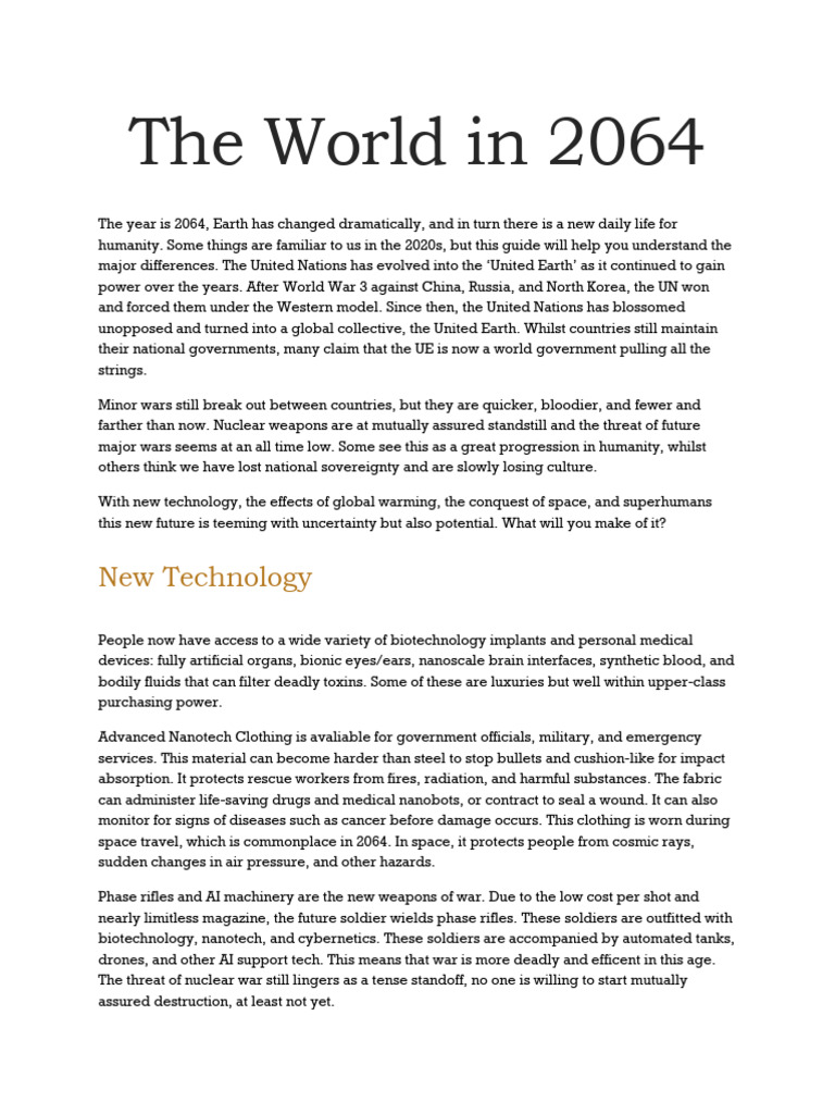The World of 2064 | PDF | Water | Extraterrestrial Life