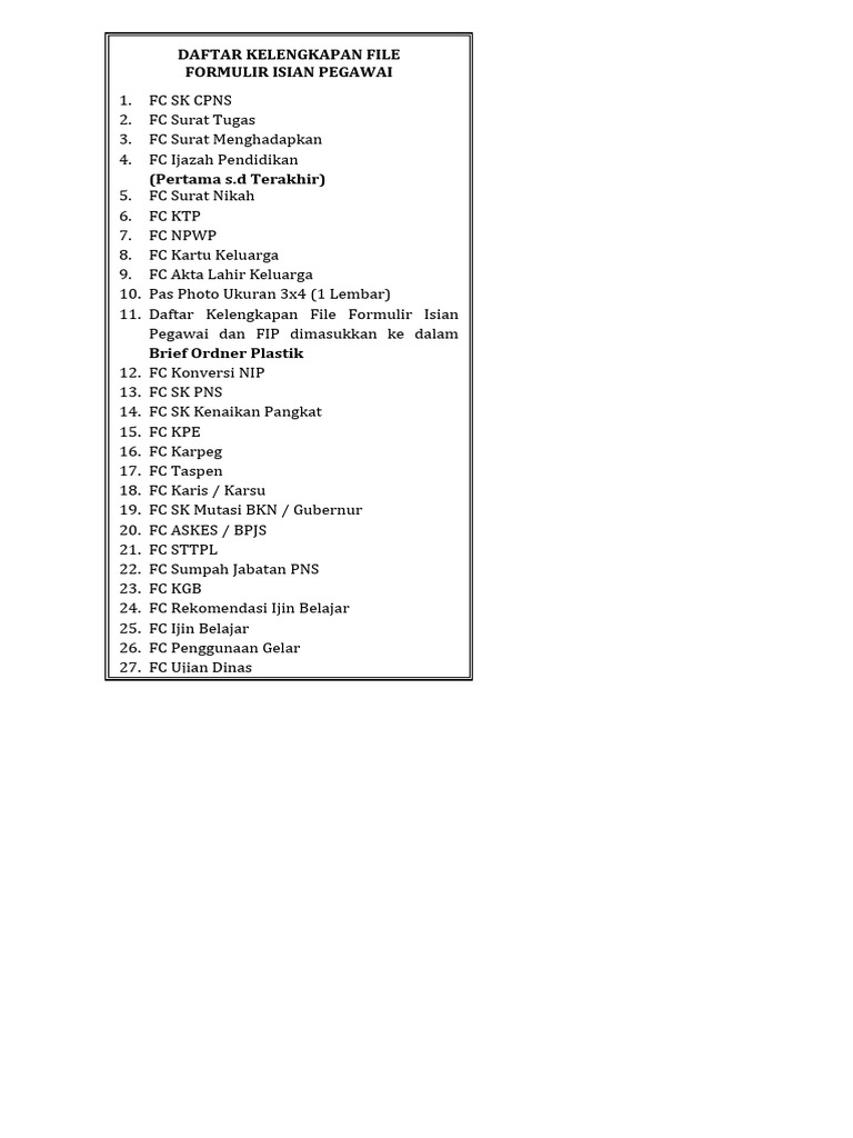 Formulir Isian Pegawai | PDF