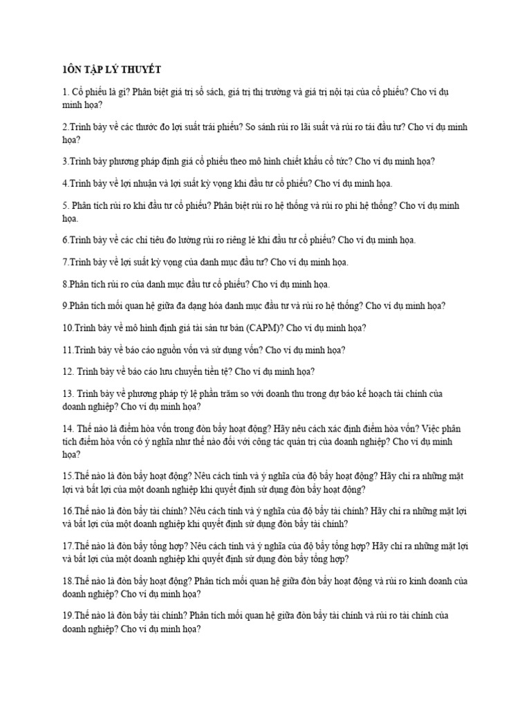 Các Dạng Bài Thi - qttc2 | PDF