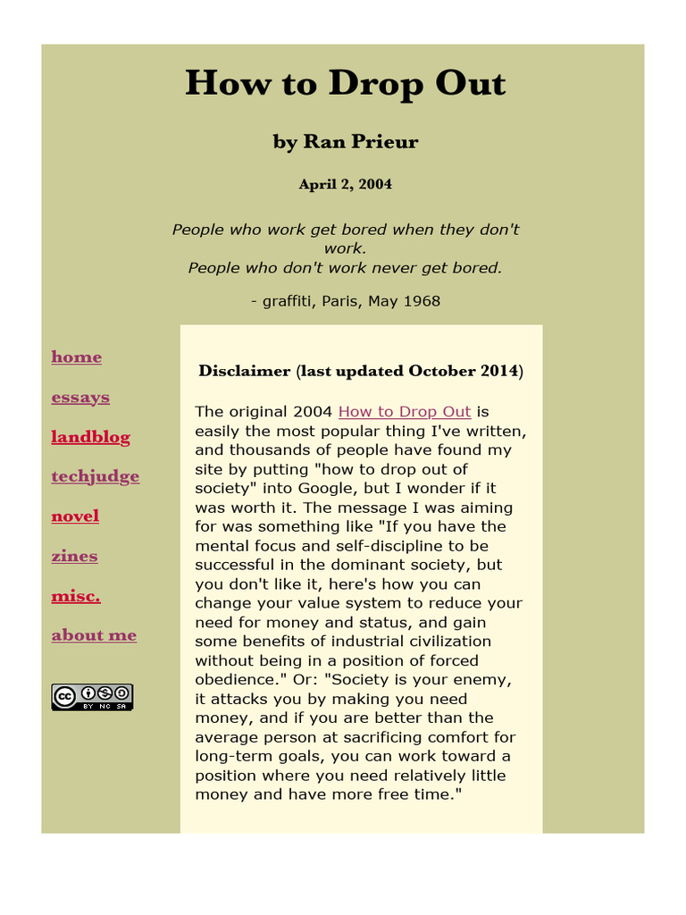 How To Drop Out | PDF | Walden