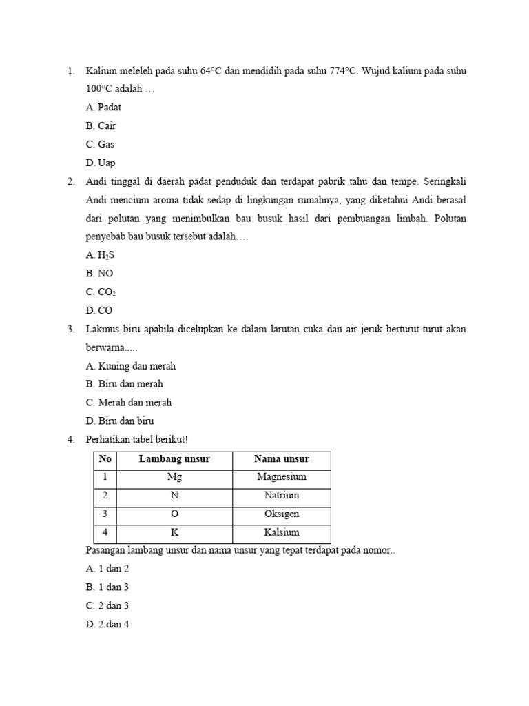 Soal HOTS Kimia SMP Triani Melladhea | PDF | Sains & Matematika