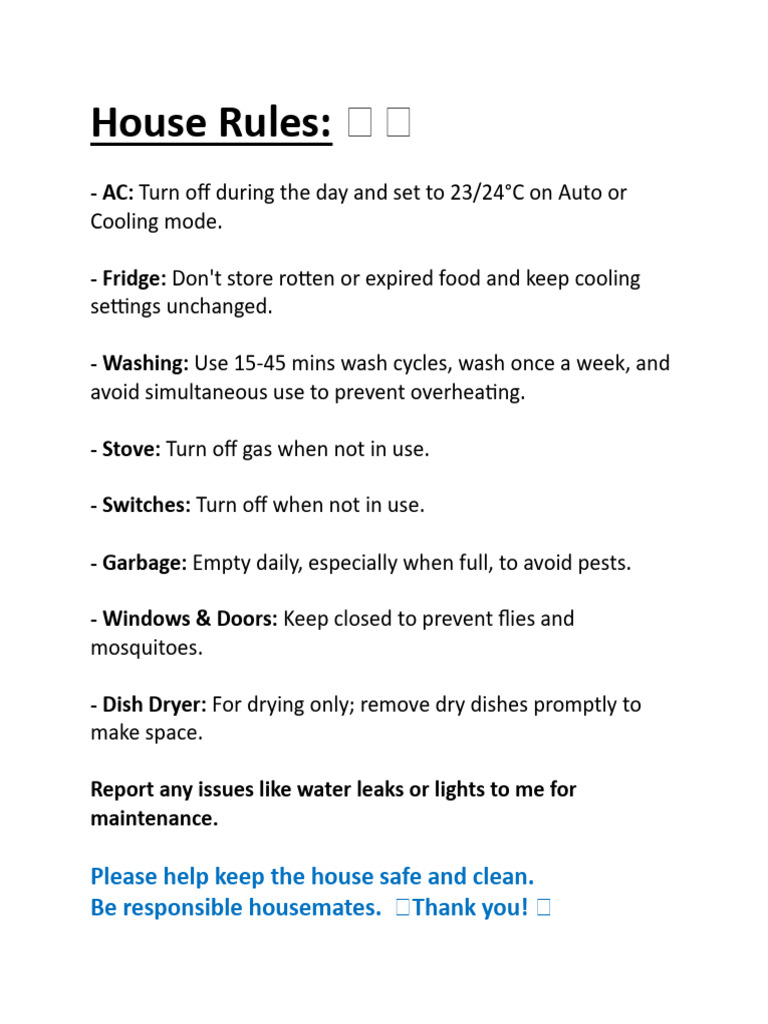 House Rules for Energy Efficiency | PDF | Cooking, Food & Wine