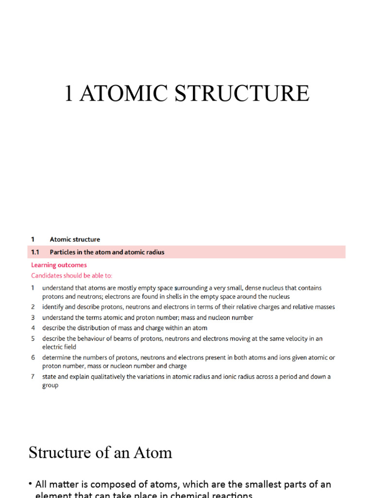 1 Atomic Structure | PDF | Atoms | Atomic Nucleus