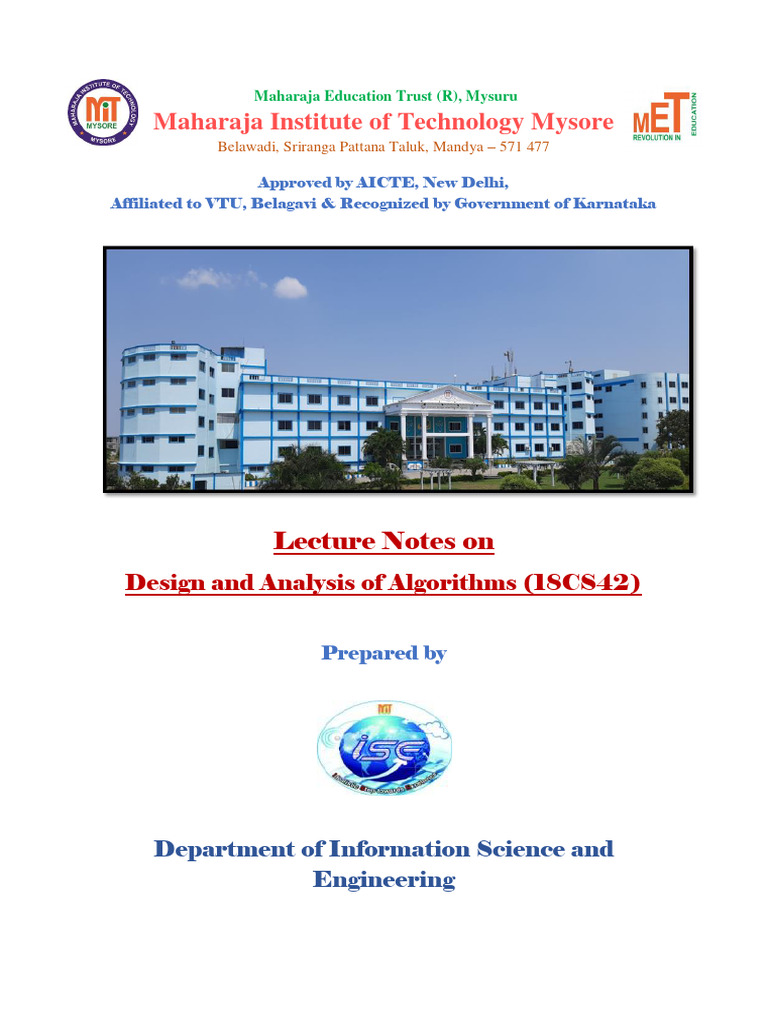 18cs42 Design And Analysis Of Algorithm Pdf Computational Complexity Theory Time Complexity