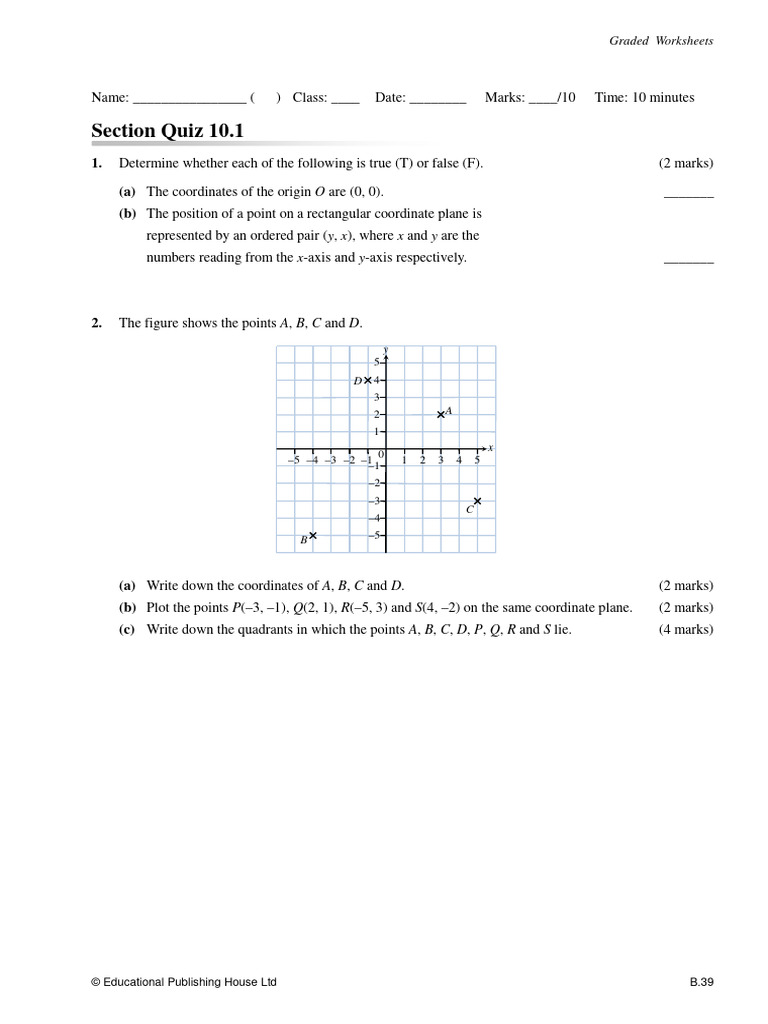 S1B - ws10 - Sec - (Introduction To Coordinates) - e | PDF | Cartesian ...