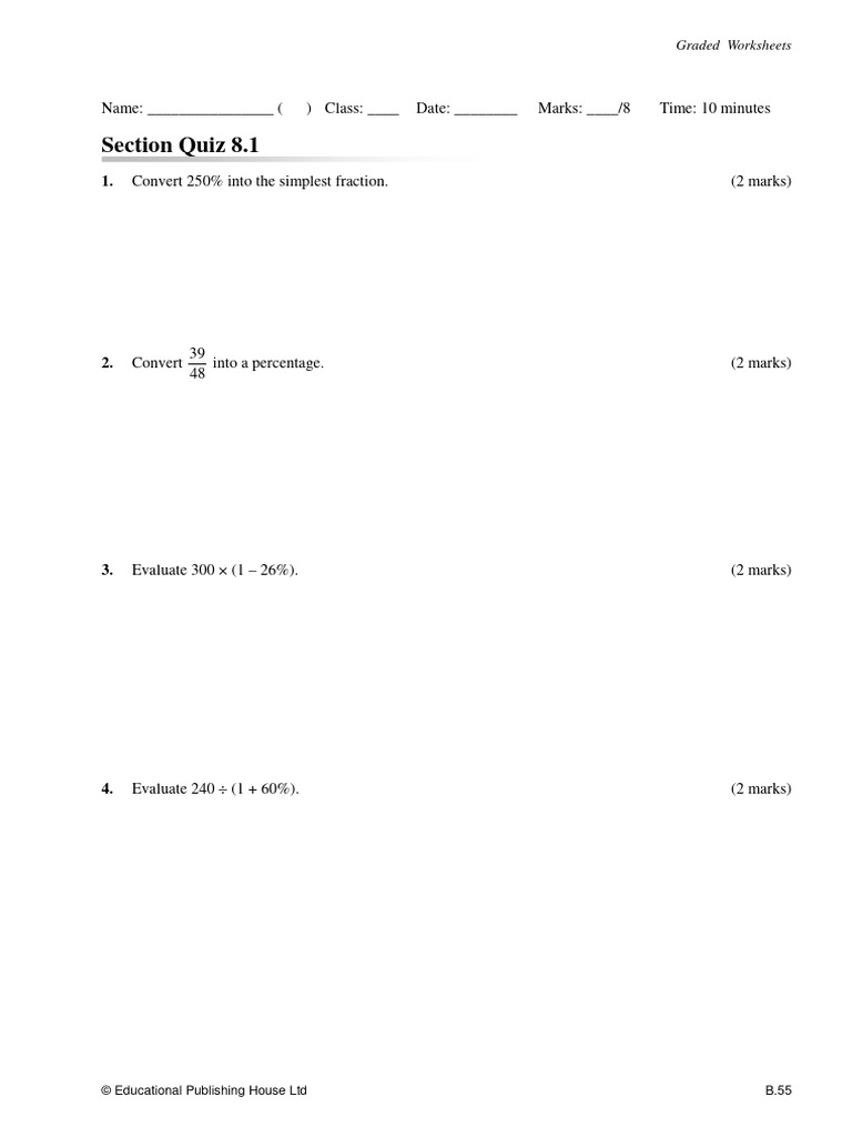 S1B - ws08 - Sec - e - (Percentages (I) ) | PDF | Interest | Interest Rates