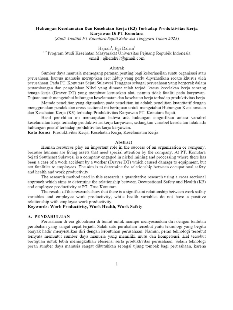 OSF Preprints - Hubungan Keselamatan Dan Kesehatan Kerja (K3) Terhadap Produktivitas Kerja ...