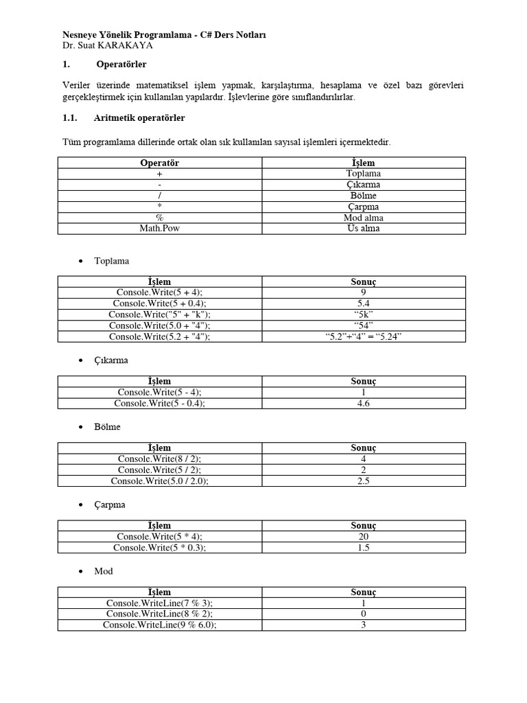Ders3 Operators | PDF