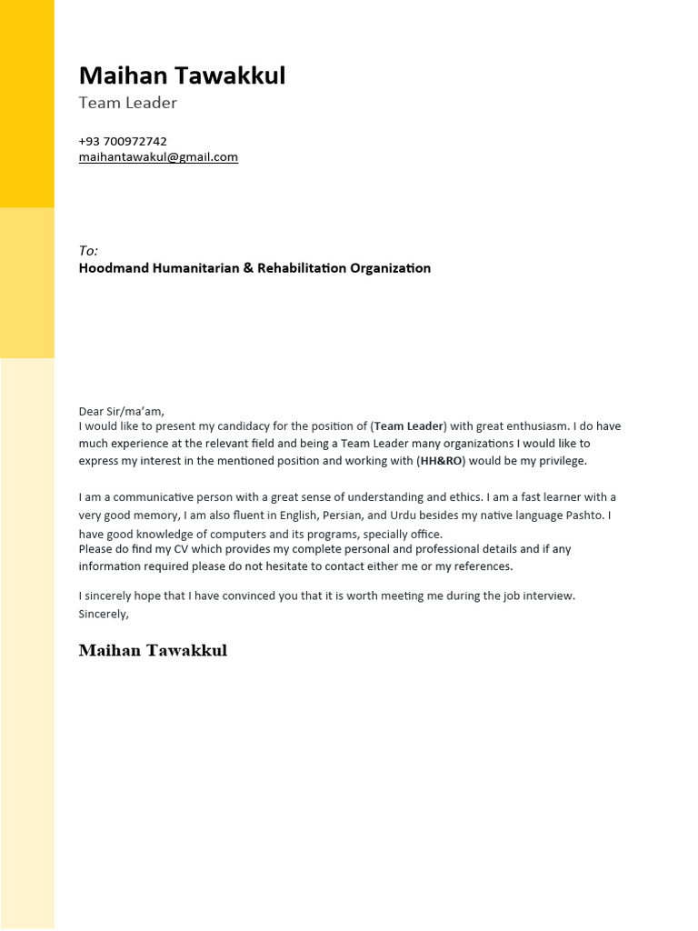 Team Leader Application | PDF | Self-Improvement | Wellness