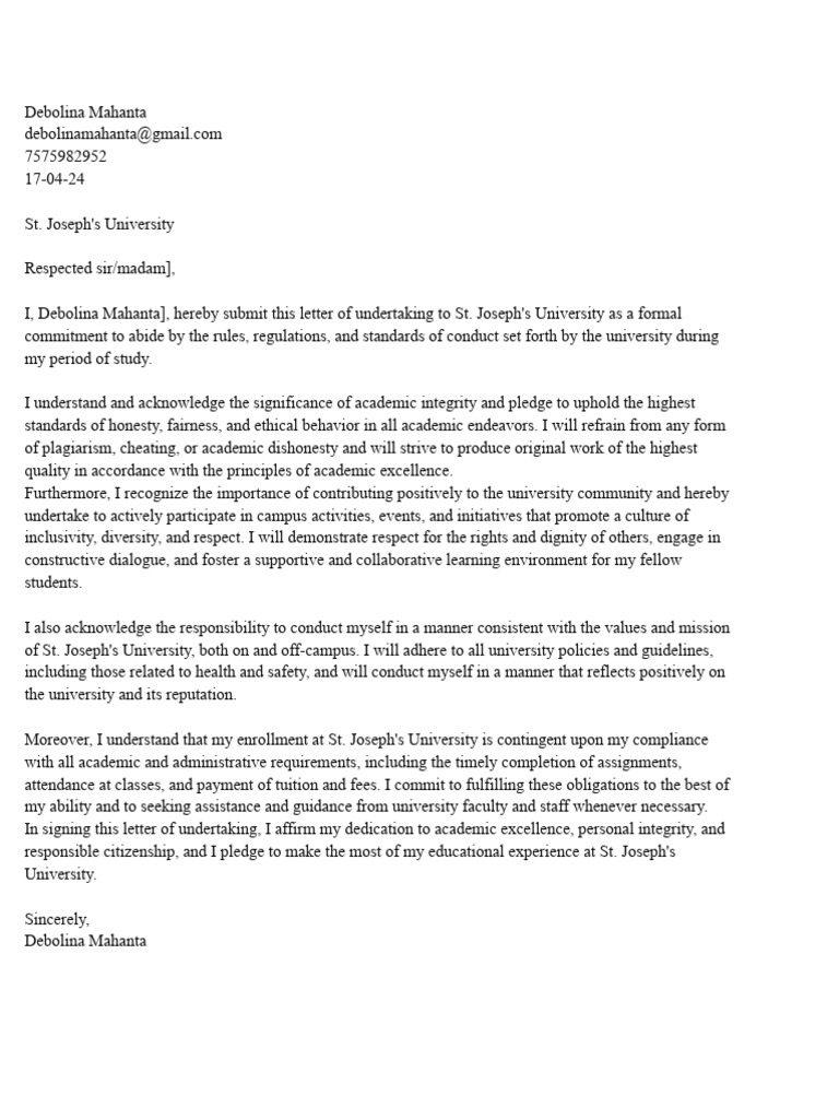 Letter of Undertaking | PDF