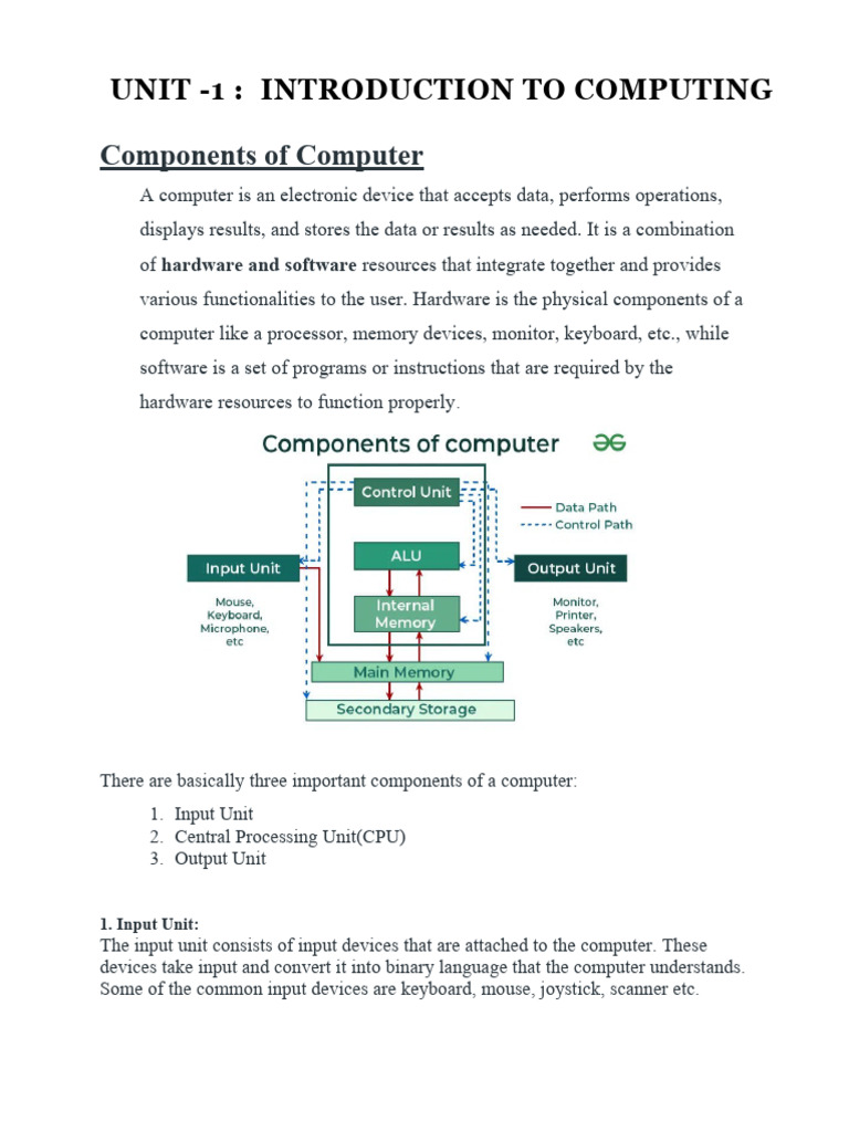 Programming in C Unit 1 | Download Free PDF | Central Processing Unit | Input/Output