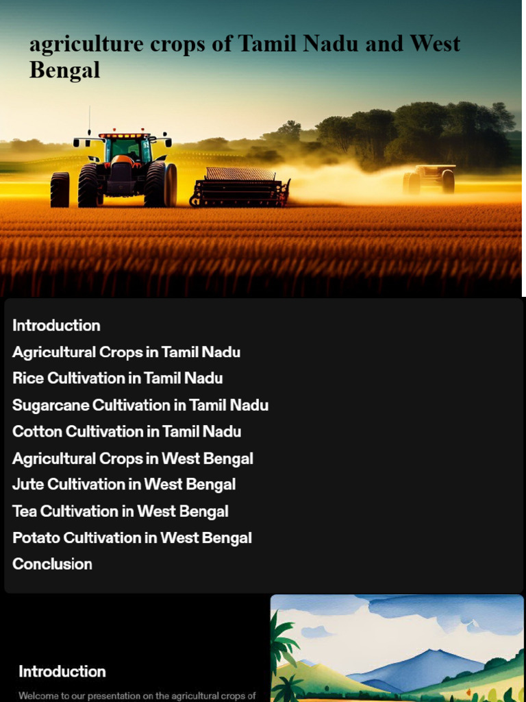 Agriculture Crops of Tamil Nadu and West Bengal | PDF