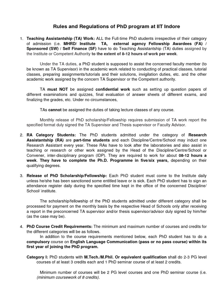 Rules & Regulations of PHD | PDF | Doctor Of Philosophy | Thesis