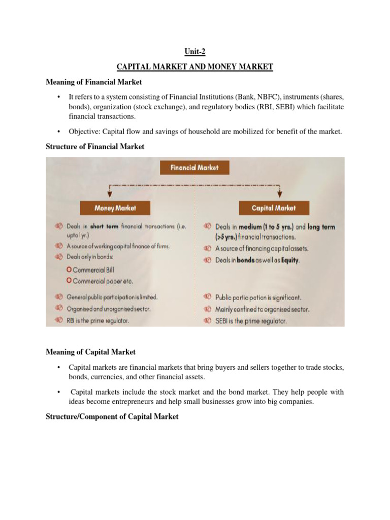 Capital and Money Market Overview | PDF | Financial Markets | Money Market