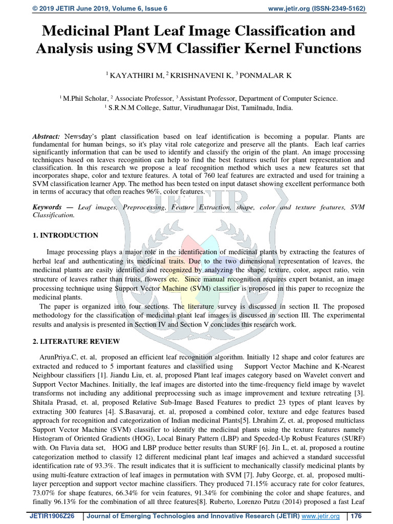JETIR1906Z26 | PDF | Support Vector Machine | Statistical Classification