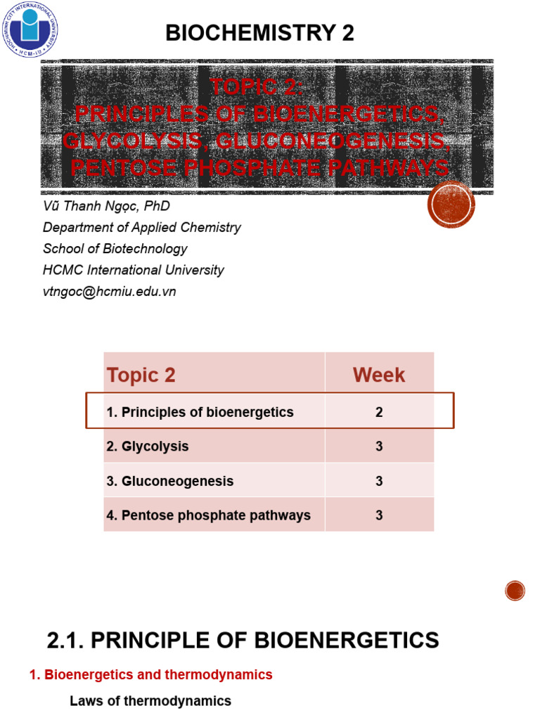 Biochem2-Week 2-Principle of Bioenergetics | PDF | Bioenergetics ...