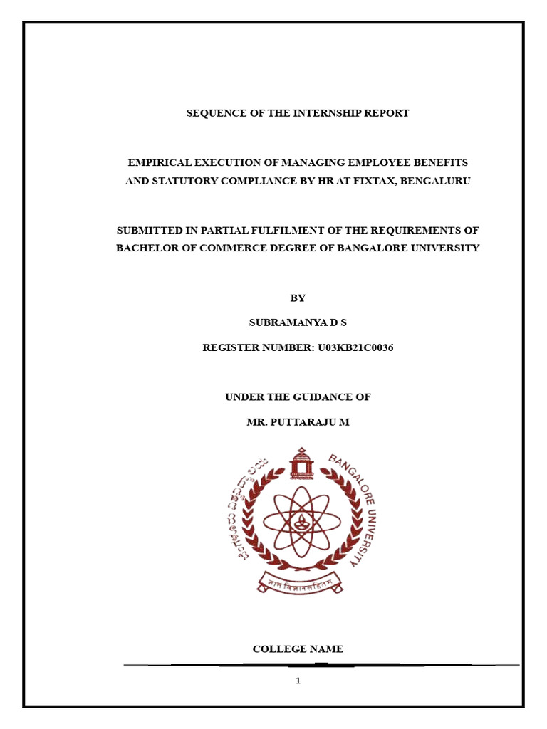 Subramanya Internship Document | PDF | Human Resources | Human Resource Management