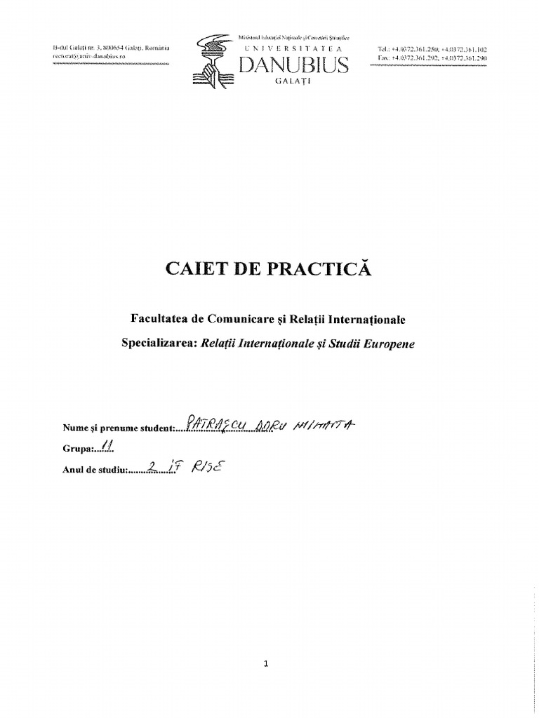 Caiet Practica RISE | PDF