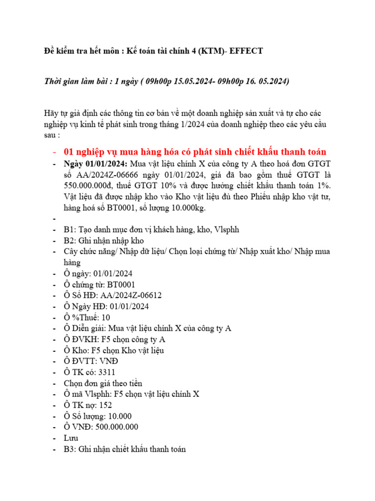 Đề kiểm tra môn KTTC 4- effect | PDF
