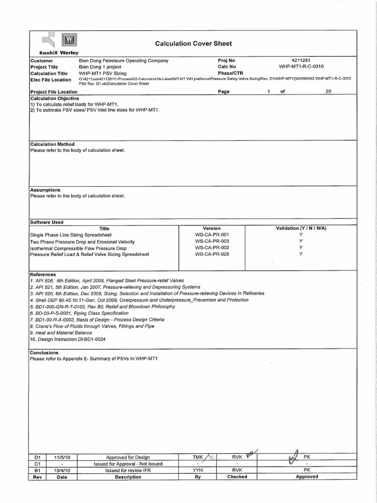 Whpmt1rc0010 PSV Sizing | PDF