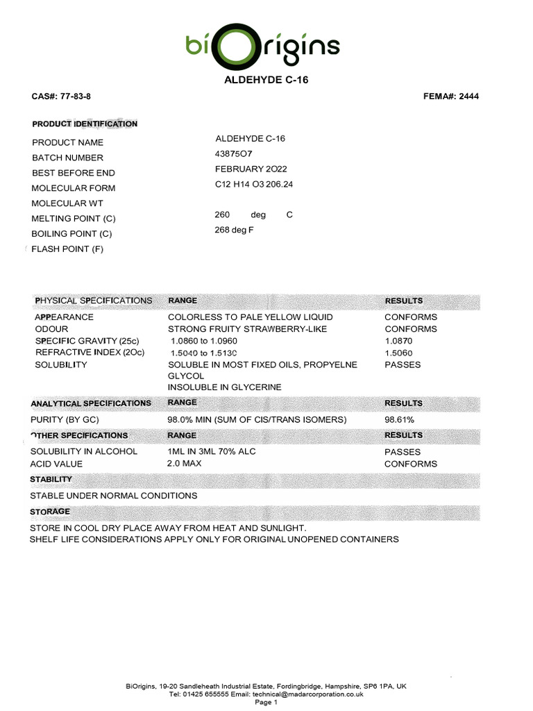 Aldehyde C16 - 4387507 All Docs | PDF | Dangerous Goods | Toxicity