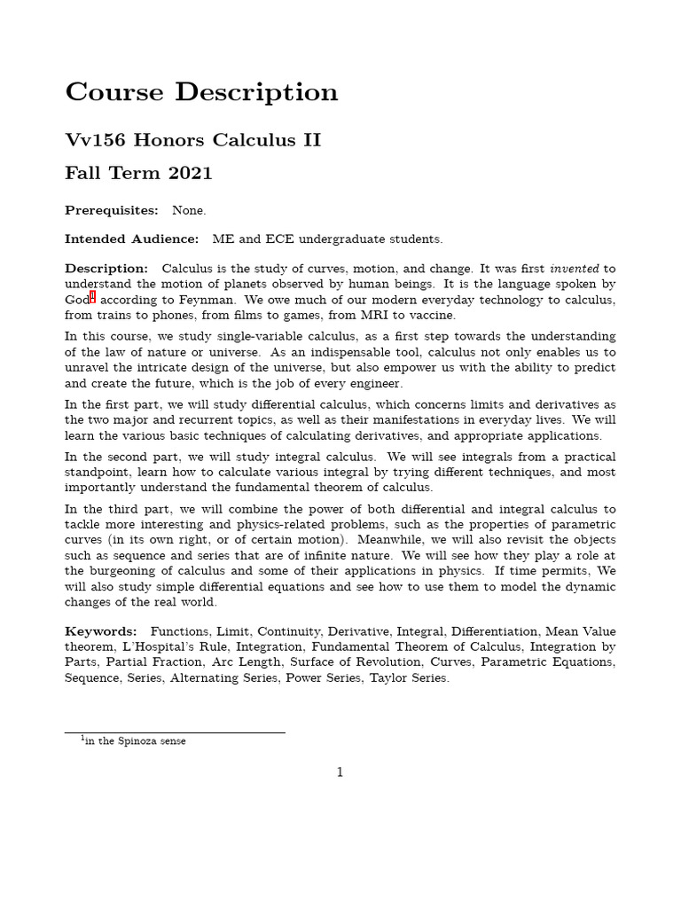Honors Calculus II Course Overview | PDF | Integral | Calculus