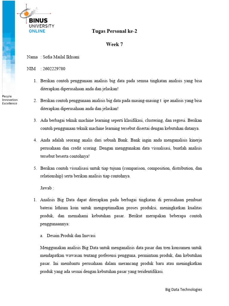 Tugas Personal Ke-2 Week 7: Big Data Technologies | PDF