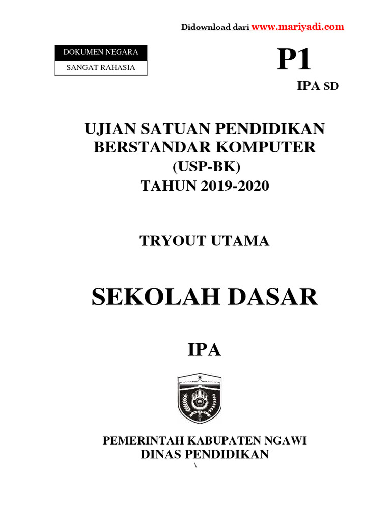 Tryout IPA SD Ngawi 2019-2020 | PDF