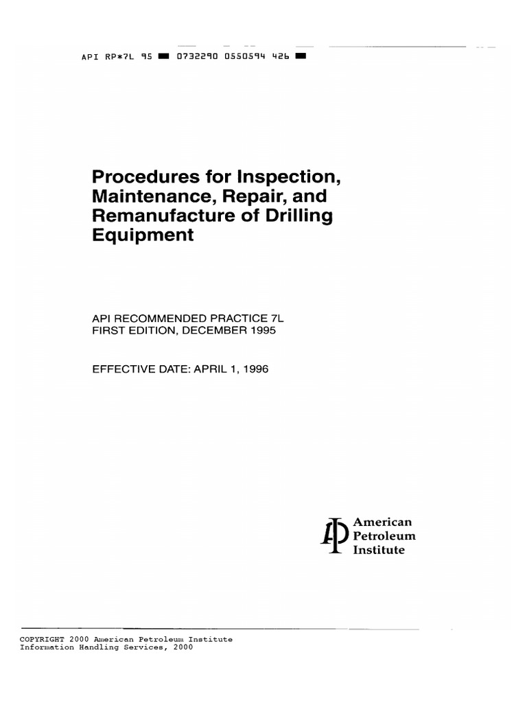 API RP 7L Equipment list | PDF