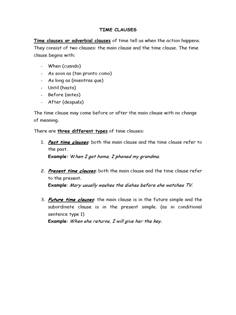 TIME CLAUSES and wish clauses | PDF