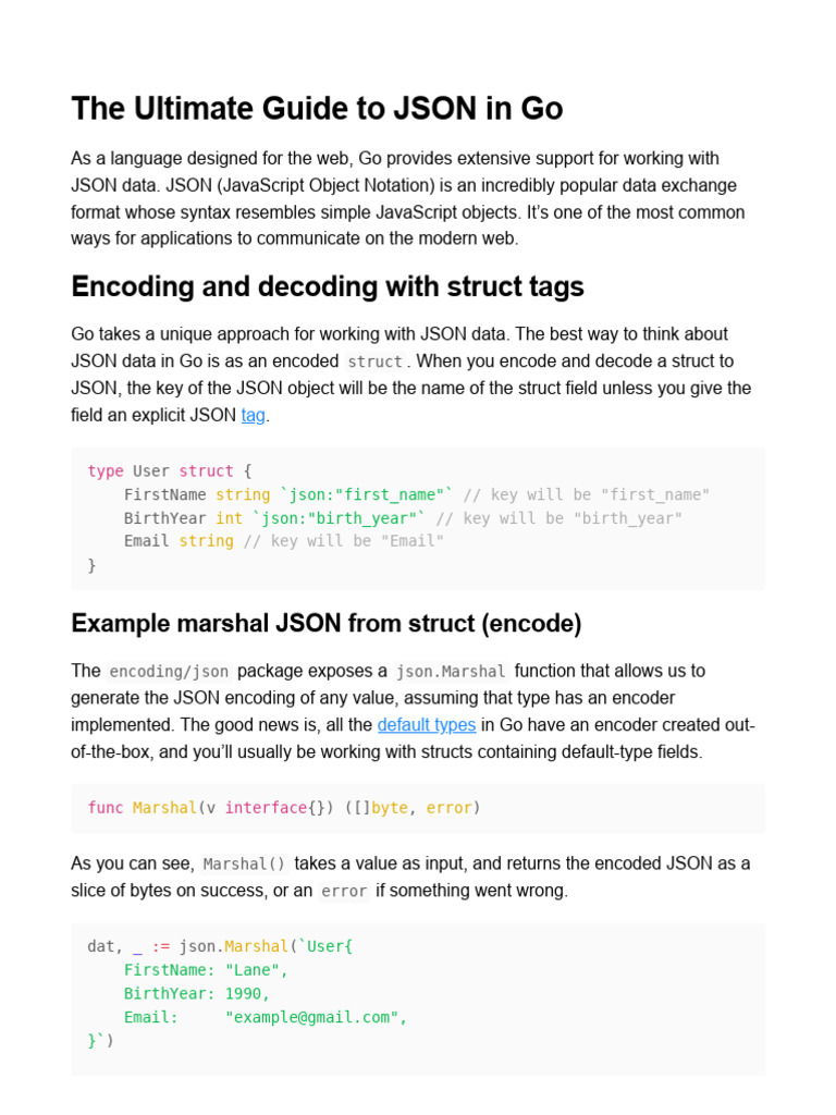 (X) The Ultimate Guide To JSON in Go | PDF | Json | Boolean Data Type (X) The Ultimate Guide To JSON in Go | PDF | Json | Boolean Data Type