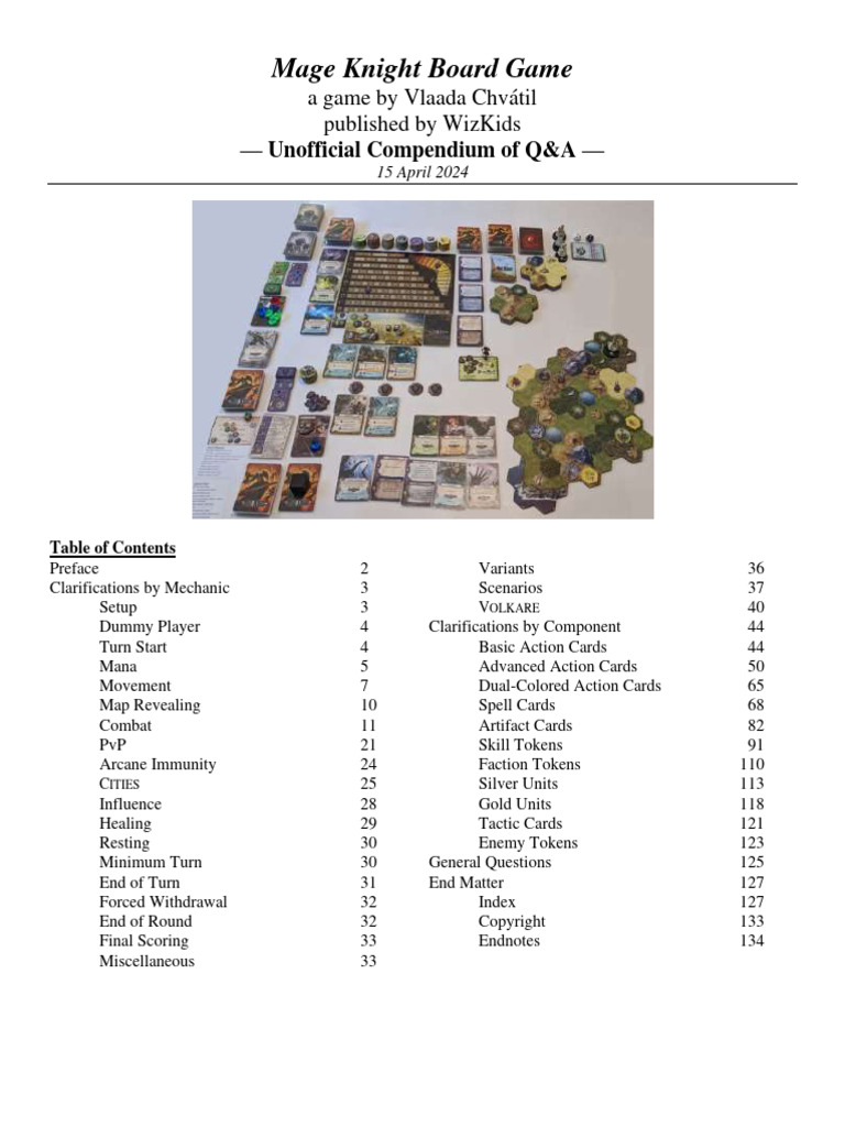 Mage Knight - Compendium of Q&A - 15 April 2024 | PDF | Fortification | Faq