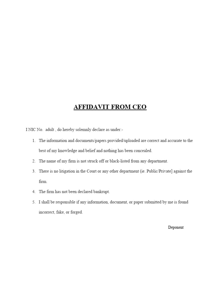 Affidavit From Ceo: Deponent | PDF | Politics