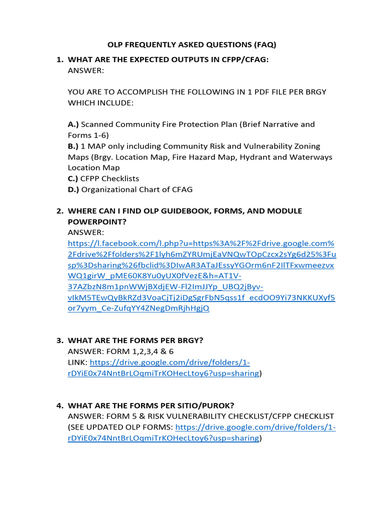 OLP FAQ Guide and Resources | PDF